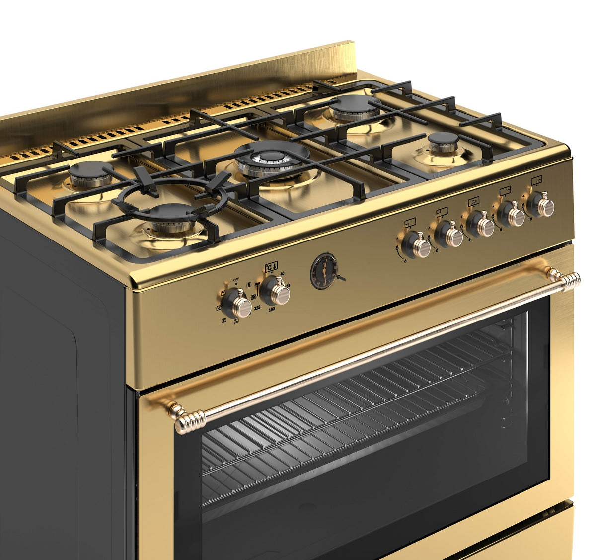 Ferre F9S50E7-GI-RETRO 90cm Dual Fuel Range Cooker With Double Turbo ...