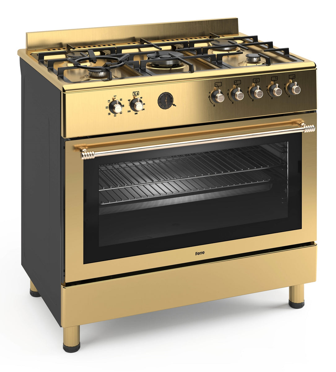 Ferre F9S50E7-GI-RETRO 90cm Dual Fuel Range Cooker With Double Turbo ...