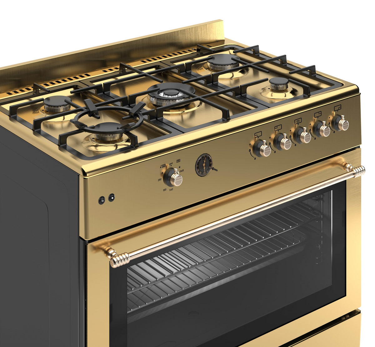 Ferre F9S50GF-GI-RETRO 90cm Gas Range Cooker With Double Turbo Fan & 5 ...