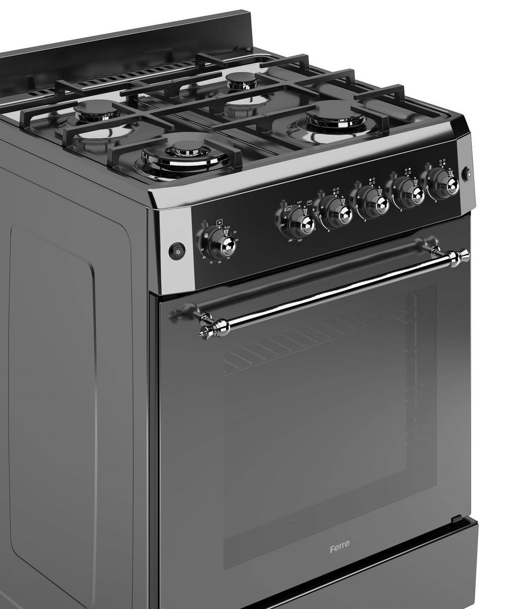Ferre F6IP40GF-MBL-RETRO-W 60cm Freestanding Gas Cooker With Wok Burner ...