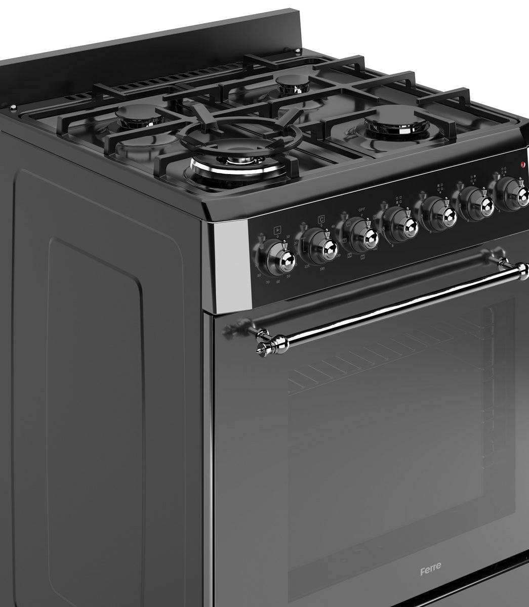 Ferre F6IP40E7-MBL-RETRO-W 60cm Freestanding Dual Fuel Cooker With Wok ...