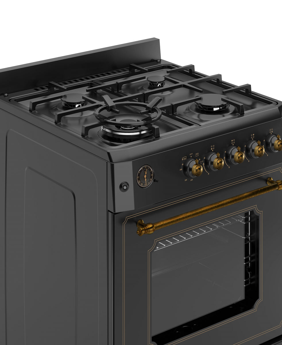 Ferre F6IP40GF-BL-RETRO-W 60cm Freestanding Gas Cooker With Wok Burner ...
