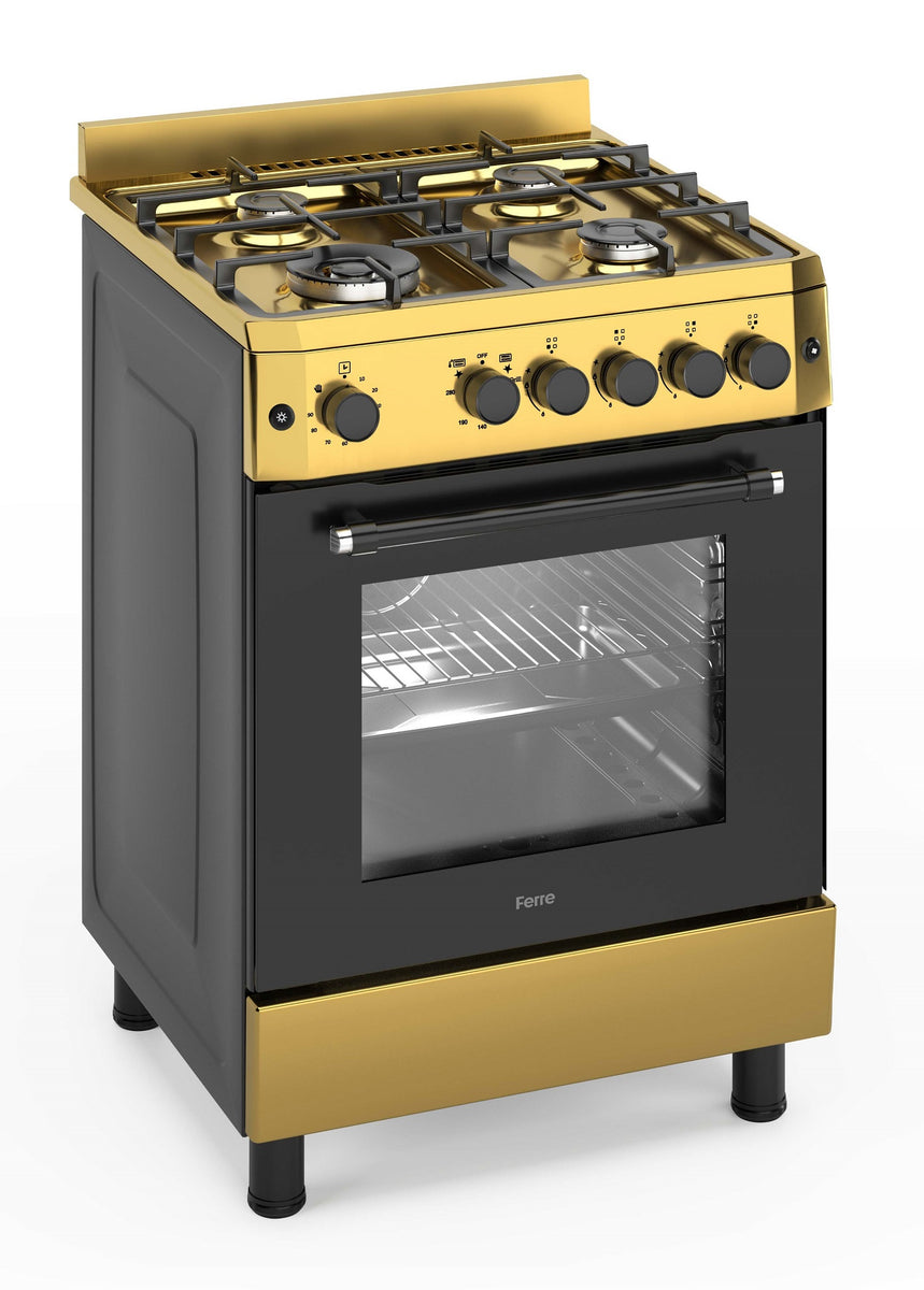 Ferre F6IP40GF-GIN-W 60cm Freestanding Gas Cooker With Wok Burner ...