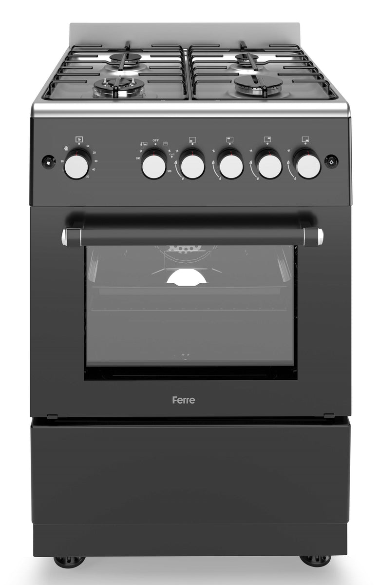 Ferre F6TS40GF-IBL-MW 60cm Freestanding Gas Cooker With Mini Wok Burner ...
