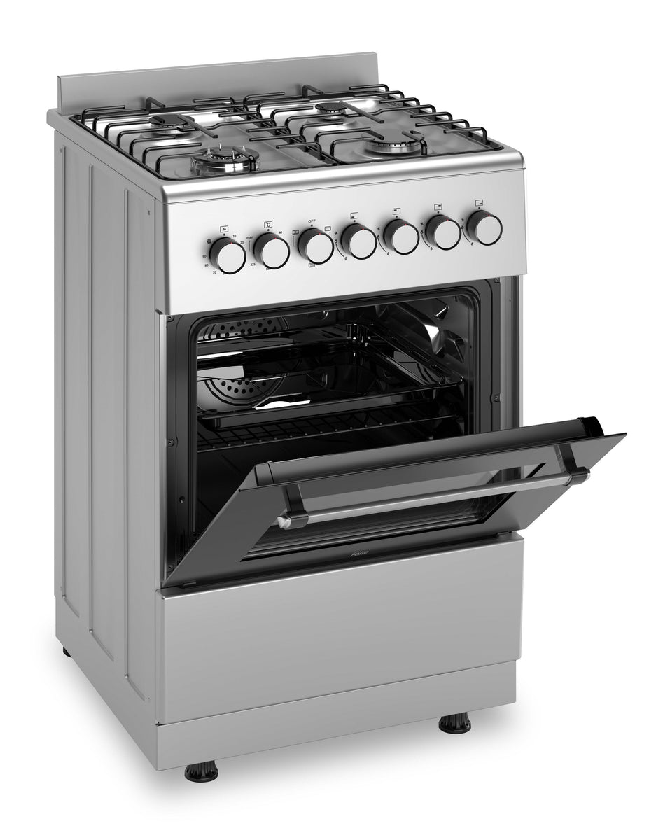 Ferre F6TS40EF-IN-MW 60cm Freestanding Dual Fuel Cooker with Mini Wok ...