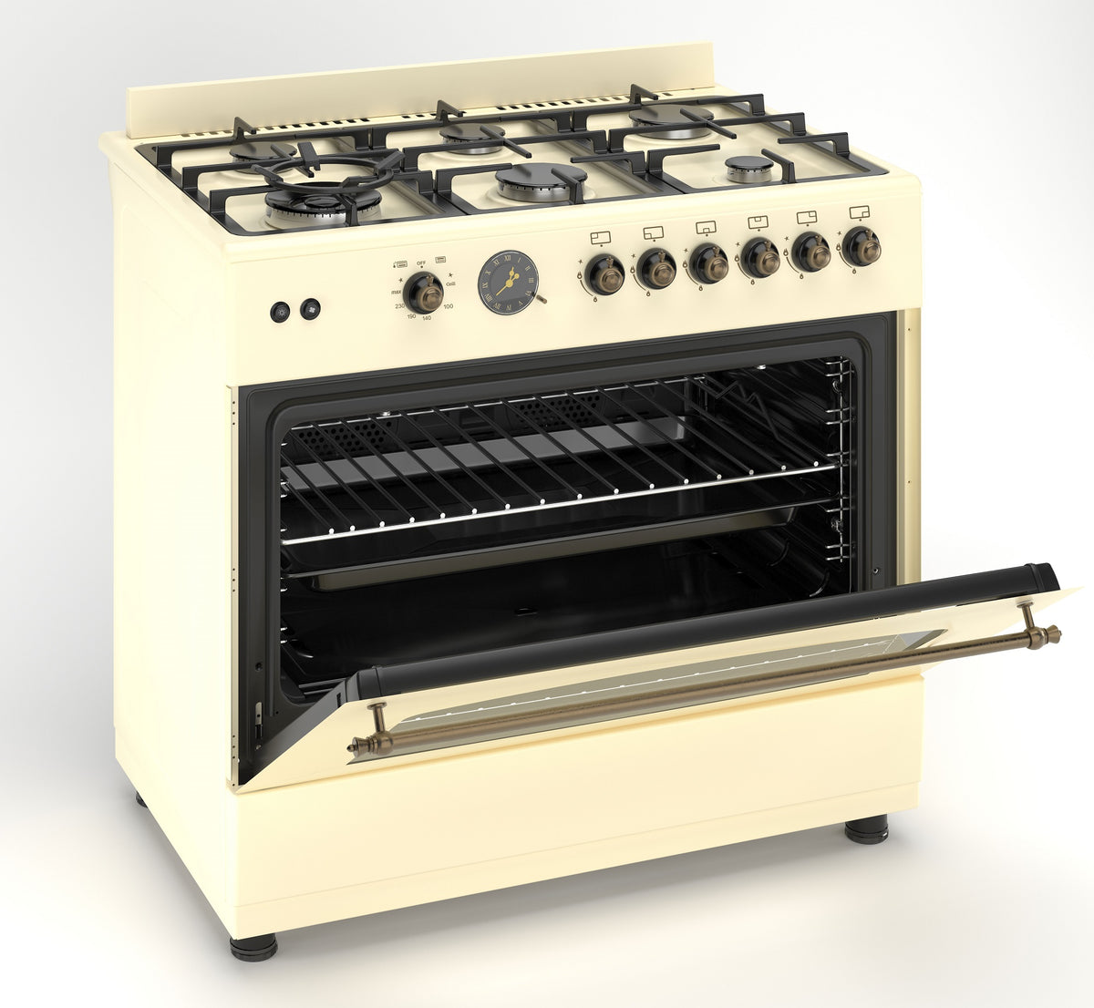 Ferre F9S60GF-CR-RETRO 90cm Gas Range Cooker With Double Turbo Fan & 6 ...
