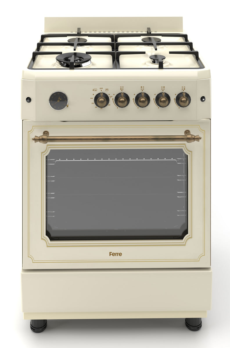 Ferre F6IP40GF-CR-RETRO-W 60cm Freestanding Gas Cooker With Wok Burner ...