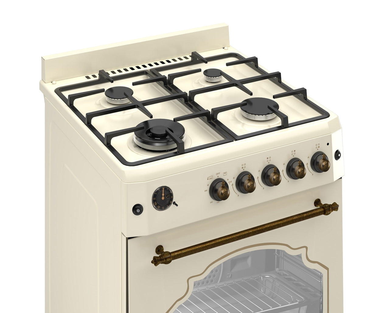 Ferre F6IP40GF-CR-RETRO-W 60cm Freestanding Gas Cooker With Wok Burner ...