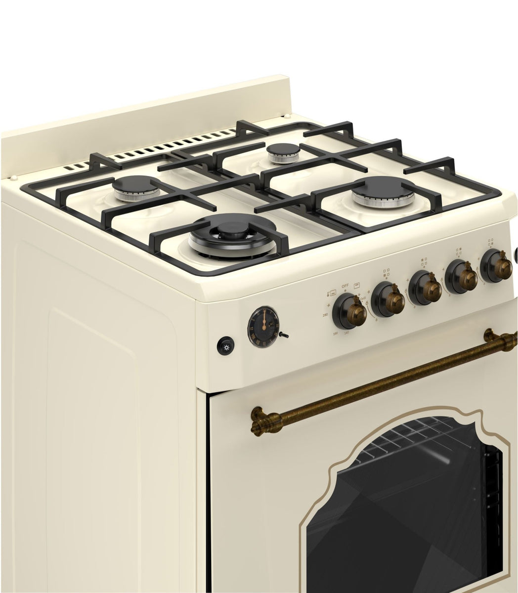 Ferre F6IP40GF-CR-RETRO-W 60cm Freestanding Gas Cooker With Wok Burner ...