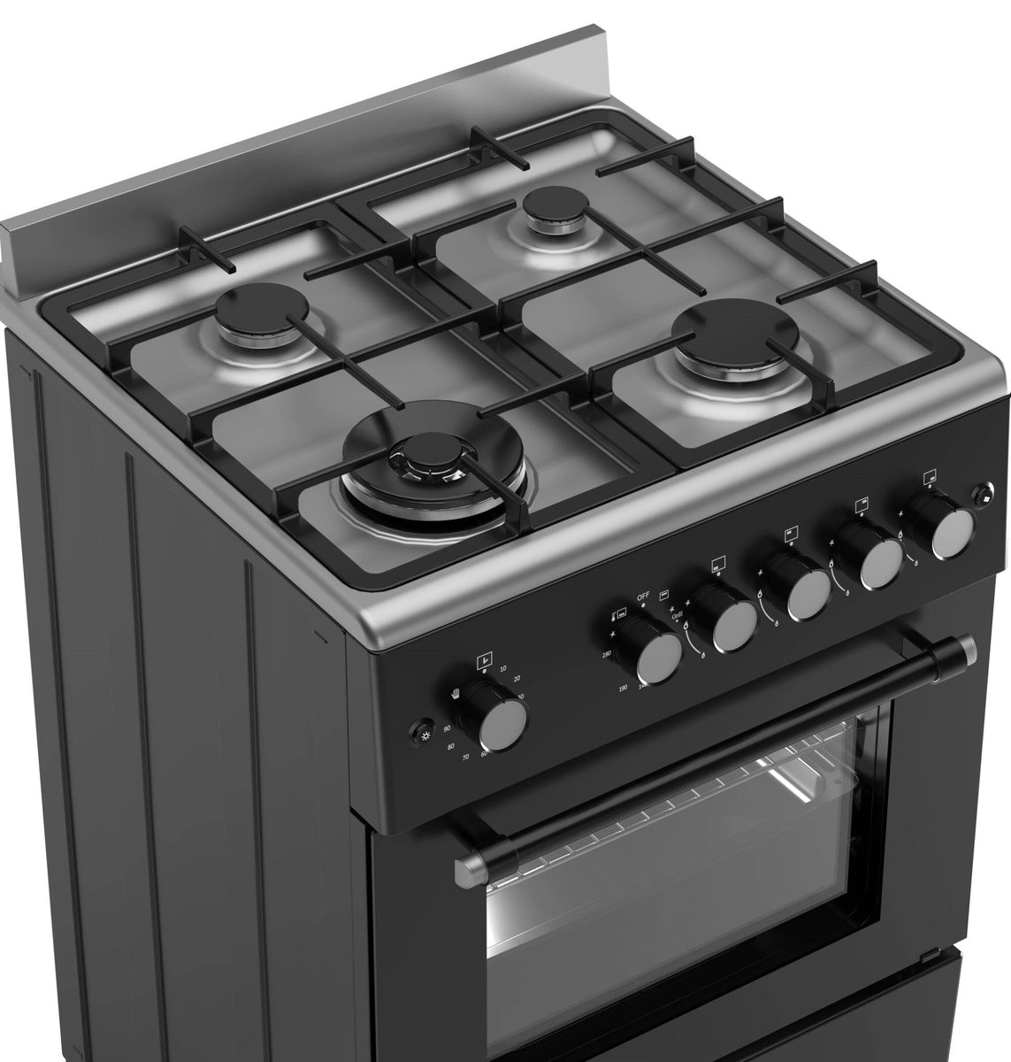Ferre F6TS40GF-IBL-W 60cm Freestanding Gas Cooker With Wok Burner and ...