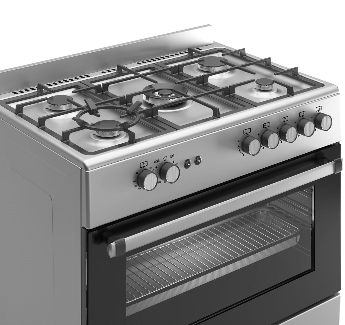 Ferre F9S50GF-X3-IN 90cm Gas Range Cooker With Double Turbo Fan & 5 ...