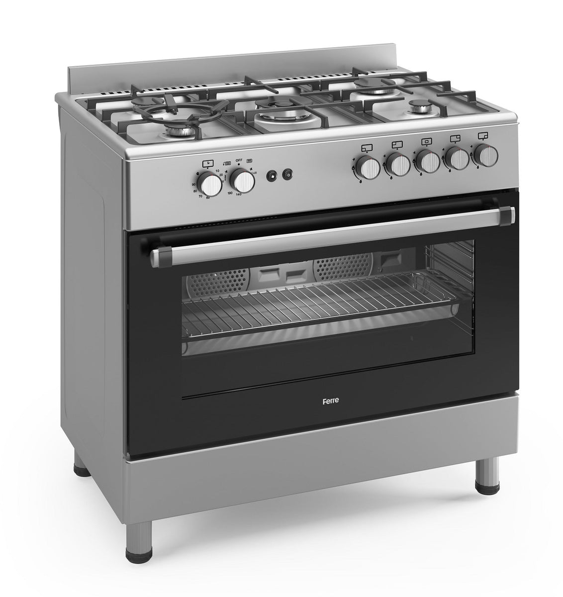Ferre F9S50GF-X3-IN 90cm Gas Range Cooker With Double Turbo Fan & 5 ...