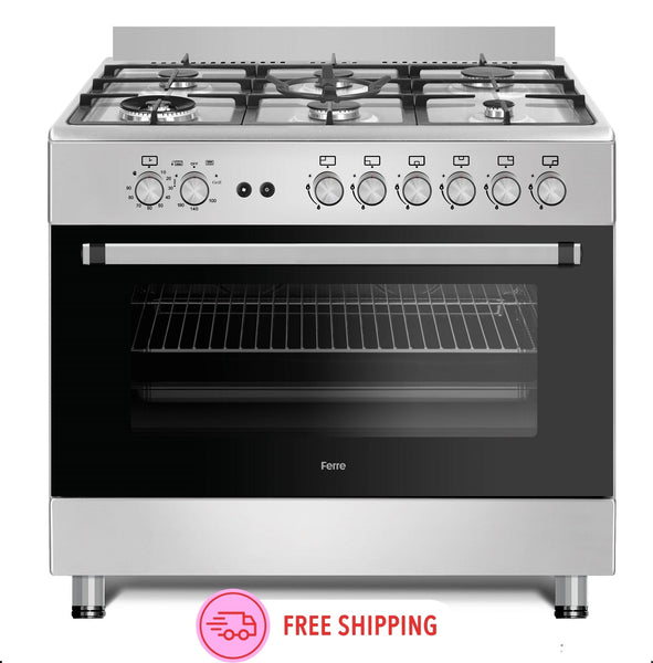 Ferre F9S60GF-IN 90cm Gas Range Cooker With Double Turbo Fan & 6 Burner ...