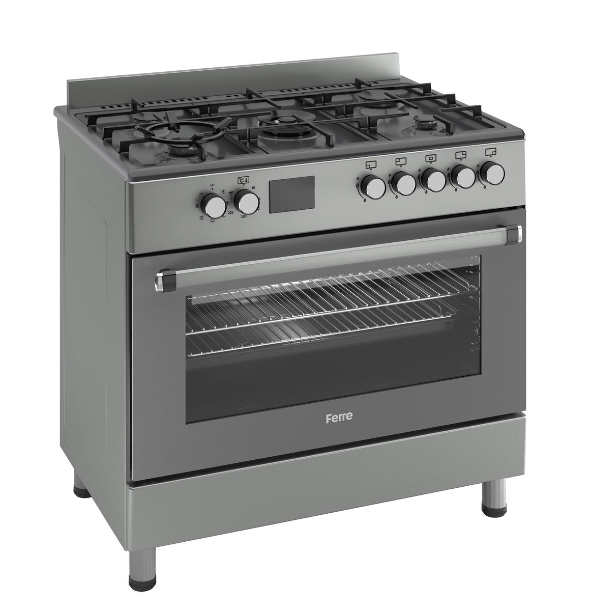Ferre F9S50E7-GRD 90cm Dual Fuel Range Cooker With Double Turbo Fan & 5 ...